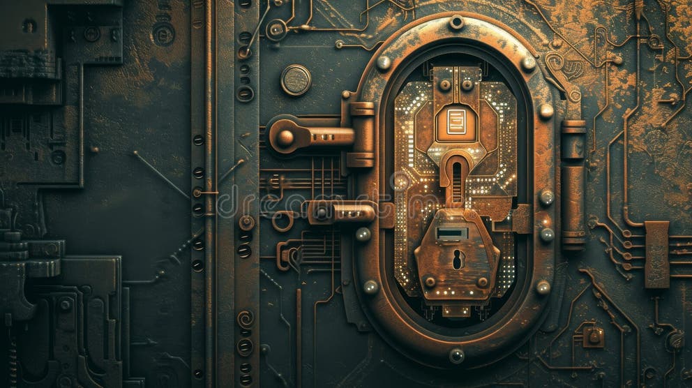 Steampunk-inspired Vault Lock with Cybernetic Design Stock Photo ...