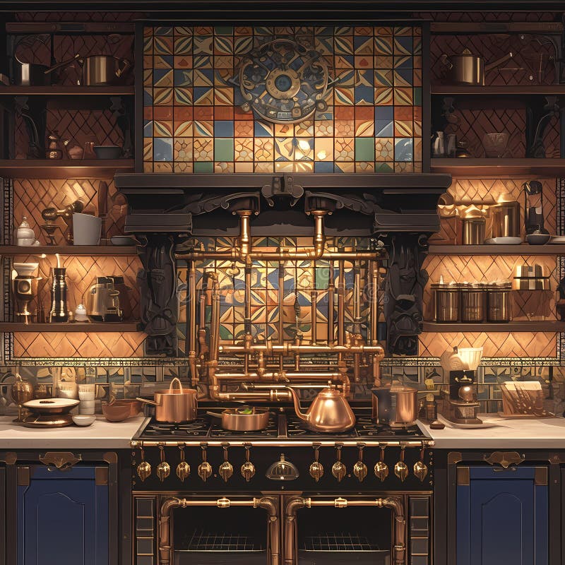 Steampunk Kitchen: a Journey through Time and Technology Stock ...