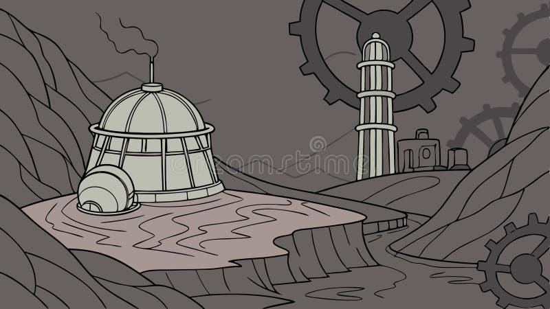 Steampunk Lighthouse, Victorian Futuristic Structure, Vector Design ...