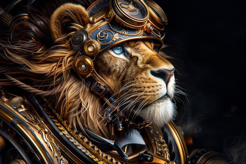 Steampunk Lion stock illustration. Illustration of victorian - 349986455