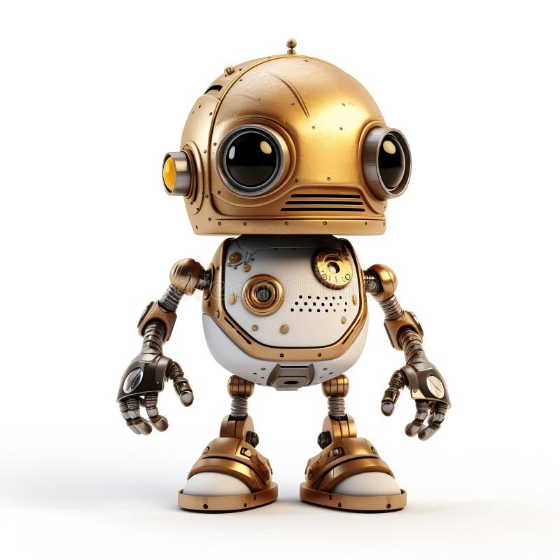 Steampunk Little Robot Isolated on White Background. Generative Ai ...