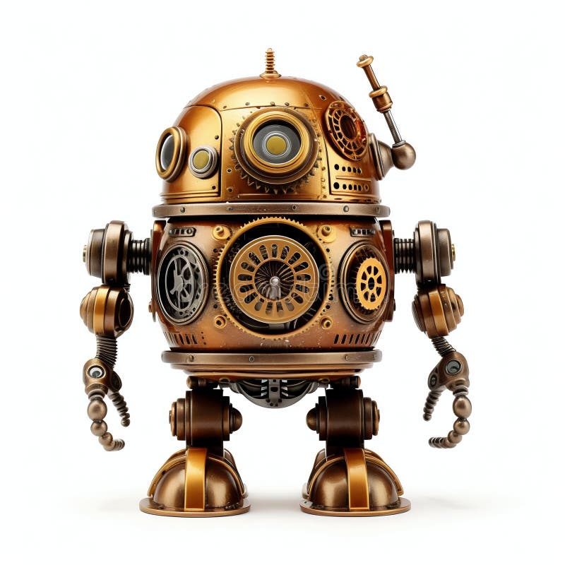 Steampunk Little Robot Isolated on White Background. Generative Ai ...