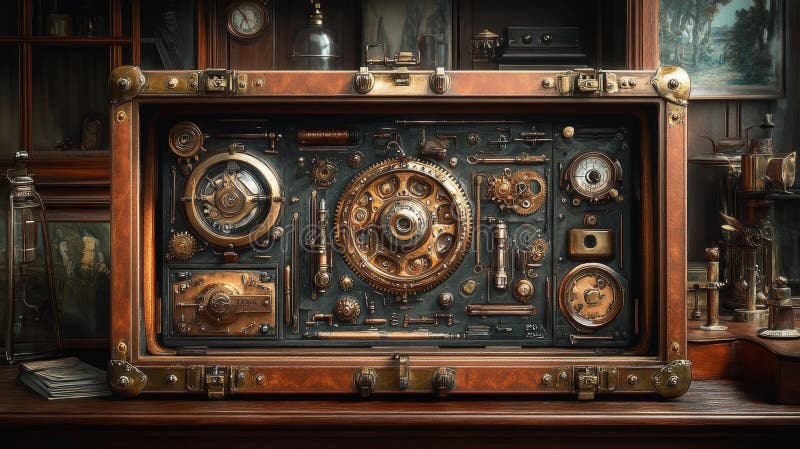 Steampunk Mechanical Device with Gears - Generative Ai Stock ...