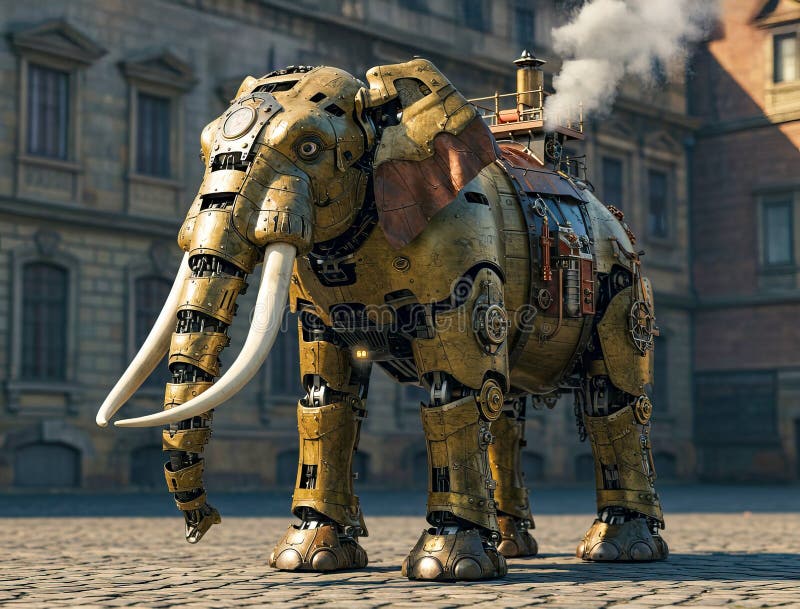 Steampunk Mechanical Machine Elephant, Technology Stock Illustration ...
