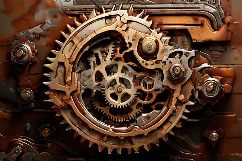 Steampunk Mechanical Waves Waves Formed from Gears Cogs and Meta Stock ...