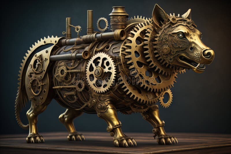 Steampunk Mechanism with Gears and Cogwheels. Ai Generative Stock ...