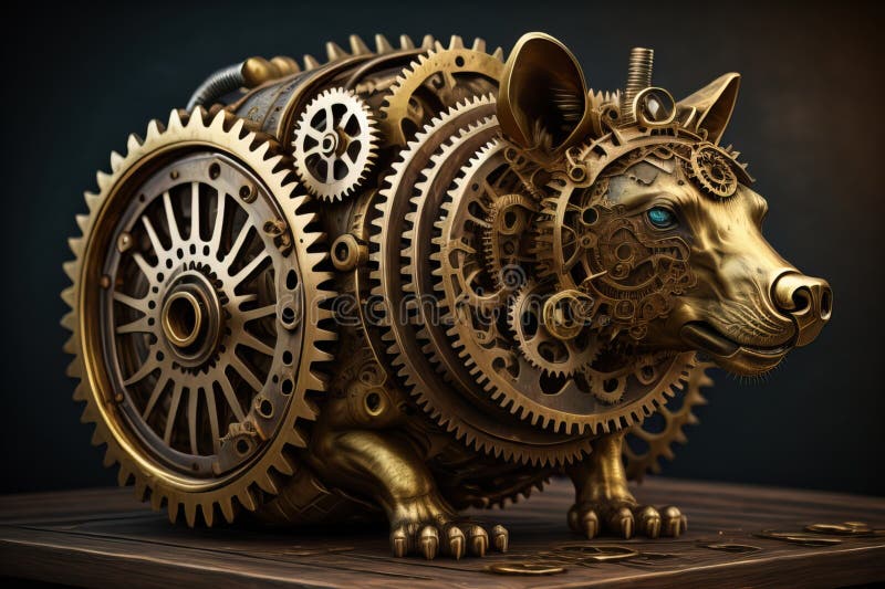 Steampunk Mechanism with Gears and Cogwheels. Ai Generative Stock ...