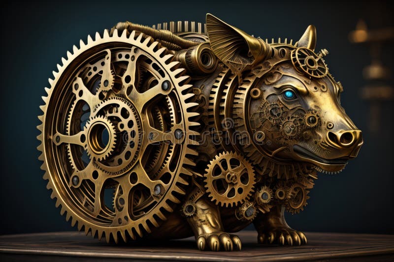 Steampunk Mechanism with Gears and Cogwheels. Ai Generative Stock ...