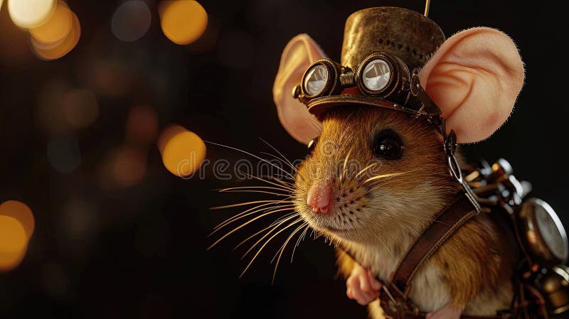 Steampunk Mouse with Classical Hat Stock Illustration - Illustration of ...