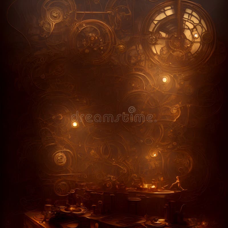 Steampunk Mysterious Laboratory Background Illustration Stock ...