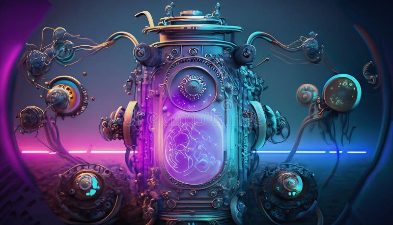Steampunk neon background stock illustration. Illustration of lighting ...