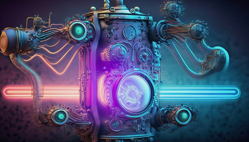 Steampunk neon background stock illustration. Illustration of park ...