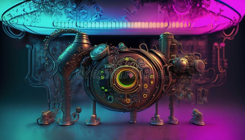 Steampunk neon background stock illustration. Illustration of banner ...