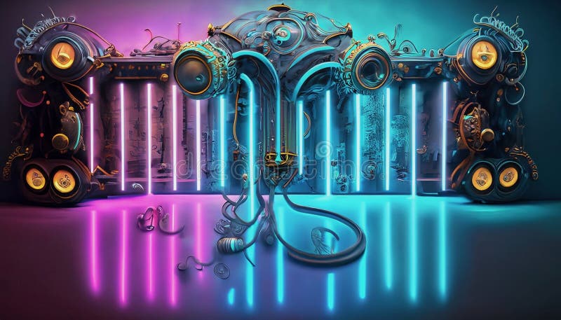 Steampunk neon background stock illustration. Illustration of suitable ...