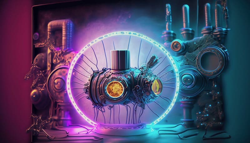 Steampunk neon background stock illustration. Illustration of party ...