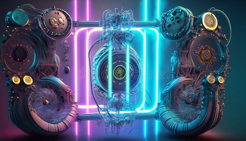 Steampunk neon background stock illustration. Illustration of neon ...