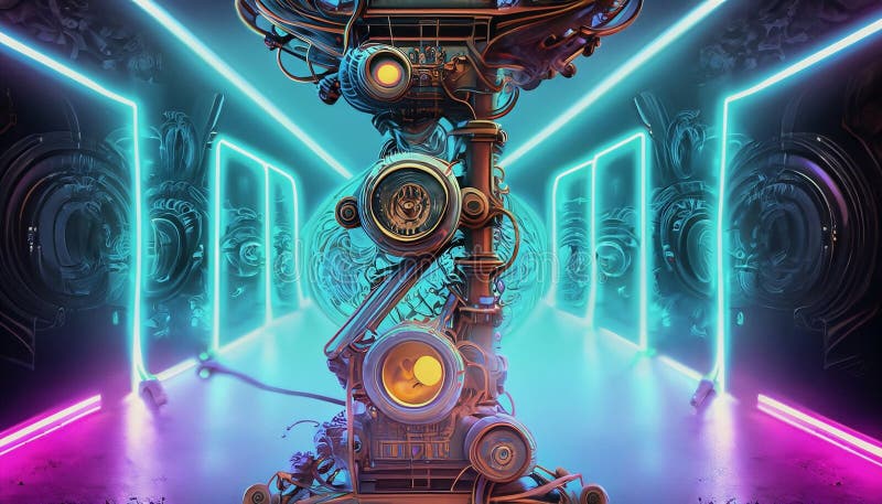 Steampunk neon background stock illustration. Illustration of stadium ...