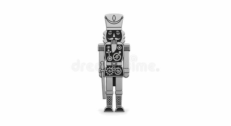 Steampunk Nutcracker Soldier Standing Tall on White Background for ...