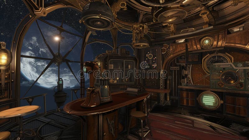Steampunk Observatory Technology Room Interior. Generative Ai Stock ...