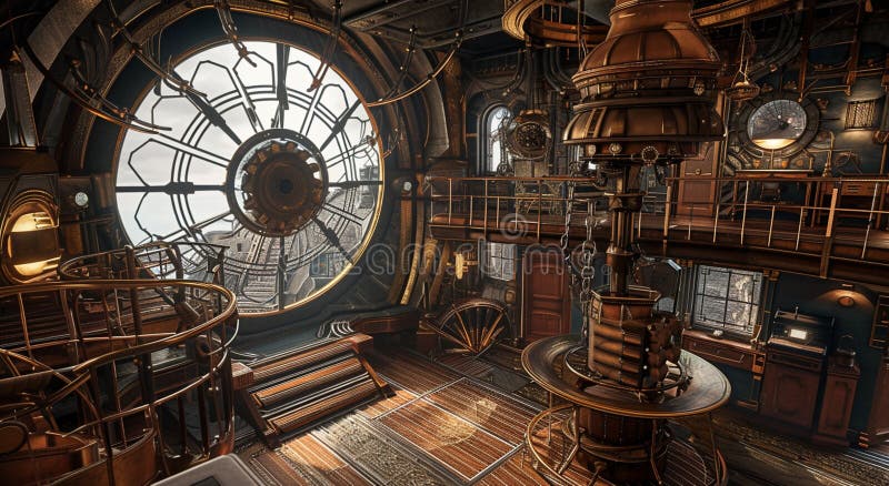 Steampunk Observatory Technology Room Interior. Generative Ai Stock ...