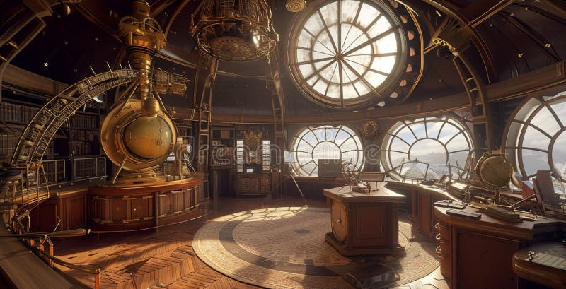 Steampunk Observatory Technology Room Interior. Generative Ai Stock ...