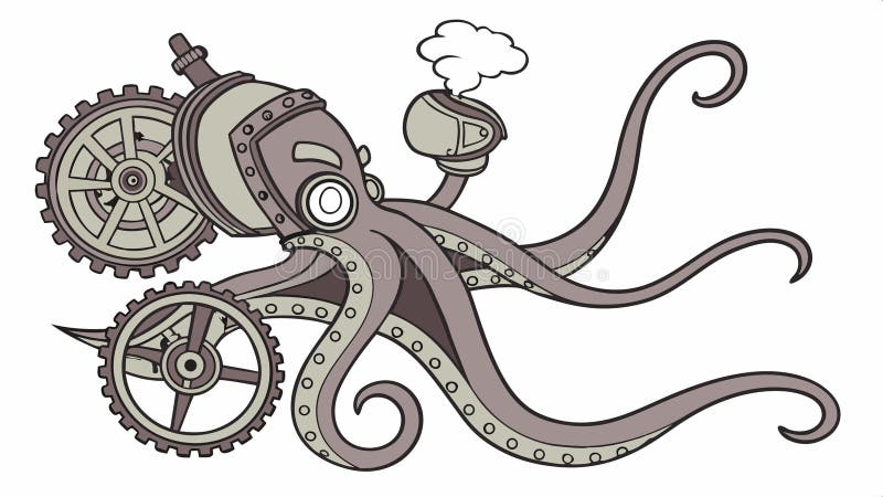 Steampunk Octopus Illustration, Mechanical Creature, and Fantasy Tech ...