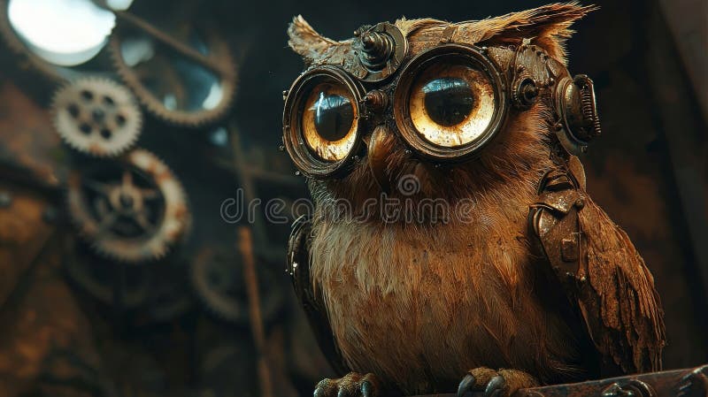 Steampunk Owl stock illustration. Illustration of machinery - 334413835