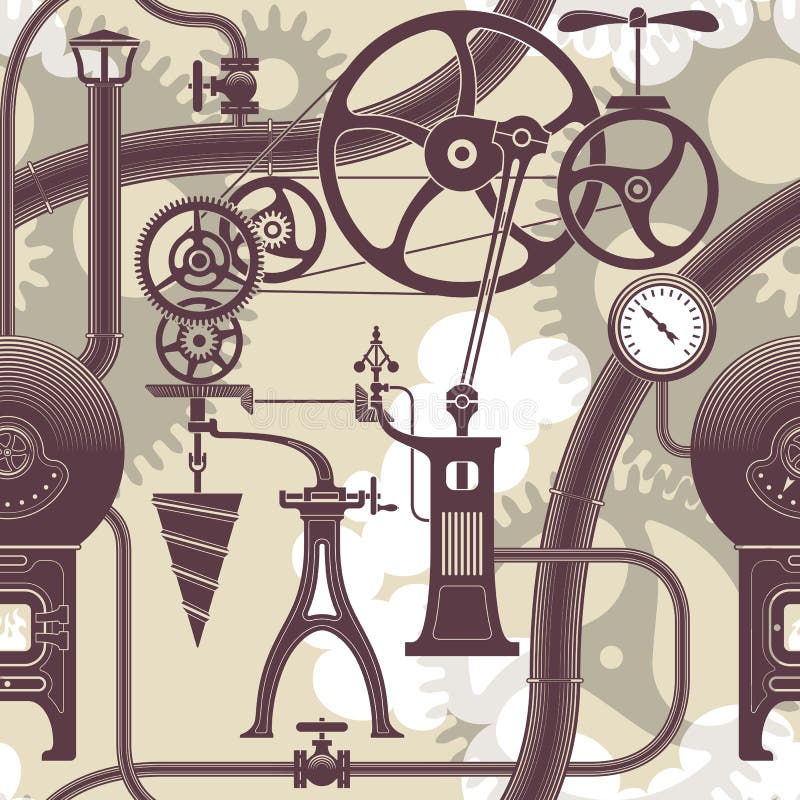 Steampunk pattern stock vector. Illustration of drill - 24015129