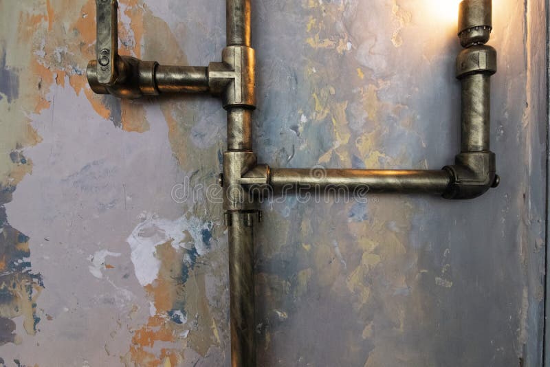 Steampunk Pipe on the Wall Color Stock Image - Image of machine ...