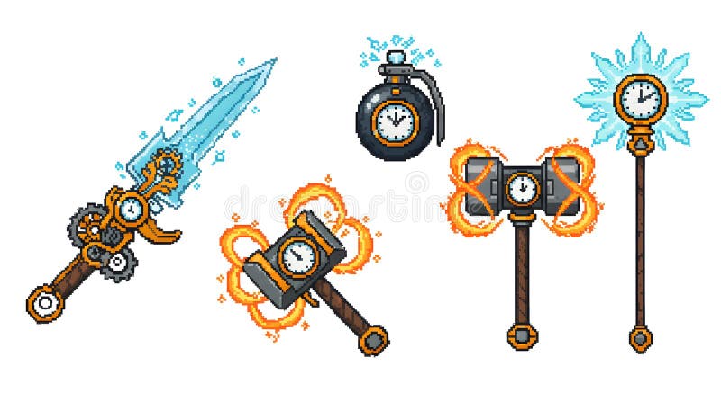 Steampunk Pixel Art Weapons Stock Illustration - Illustration of design ...