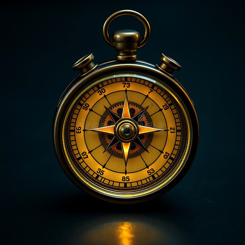 A Steampunk Pocket Compass with Gears and Glowing Accents Stock ...