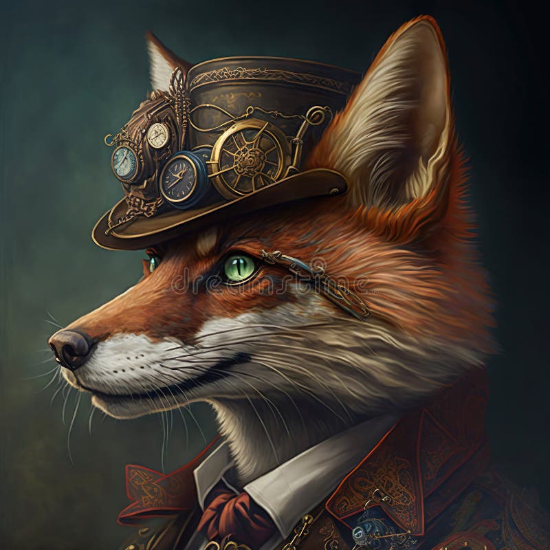 A Steampunk Portrait of a Fox. Created with Generative AI Stock ...