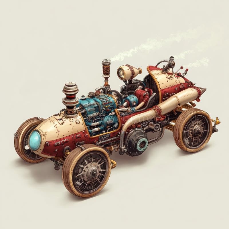 Steampunk Racer Concept Art, Fantasy Vehicle Stock Illustration ...