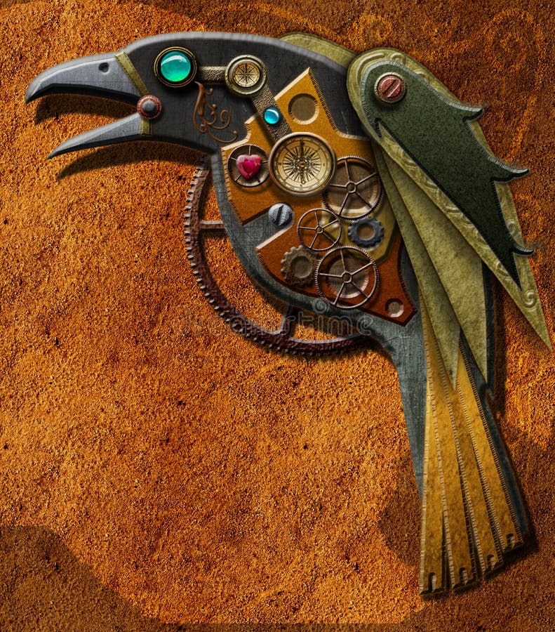 Steampunk Raven Crow ilustração stock. Ilustração de punk - 85508739