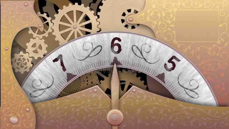 Steampunk Retro Countdown Timer Machine with Gears Counting from Ten To ...