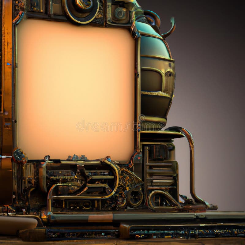 Steampunk Retro Machine with Large Empty Screen with Soft Glow ...