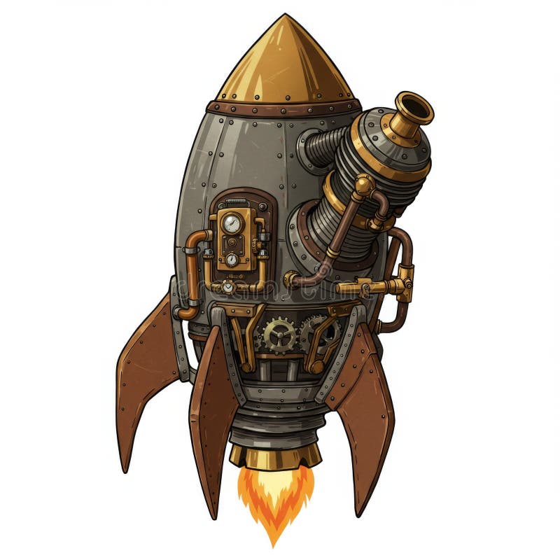 Steampunk Rocket Design Pixel Art Illustration Stock Illustration ...