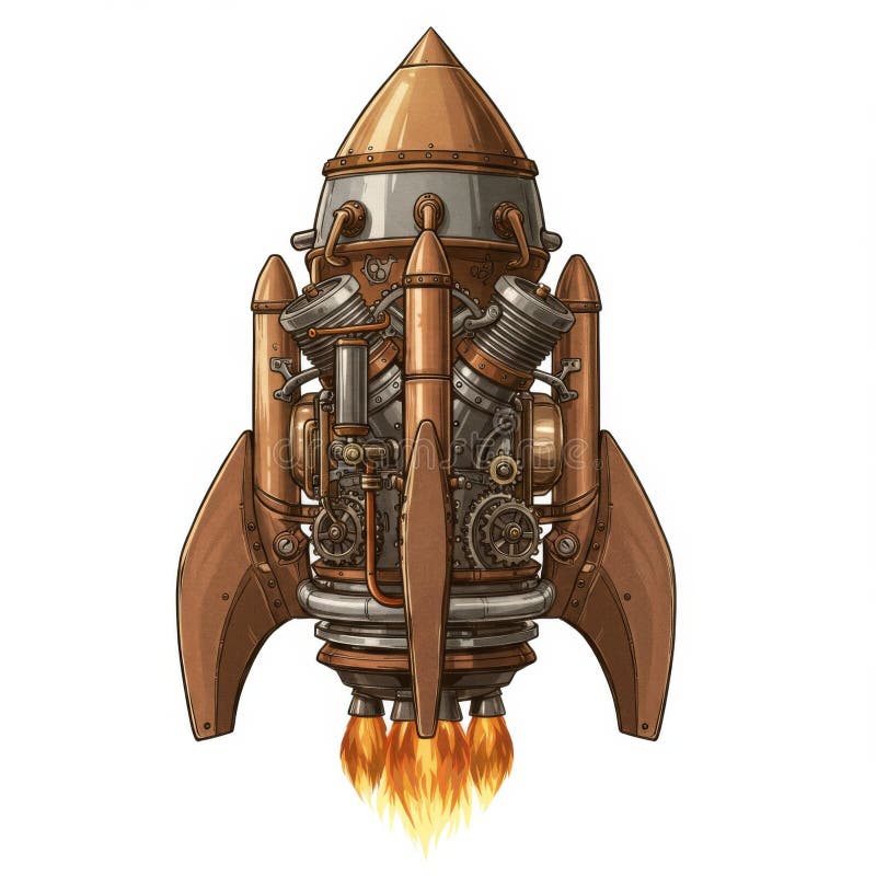Steampunk Rocket Pixel Art Illustration Stock Illustration ...