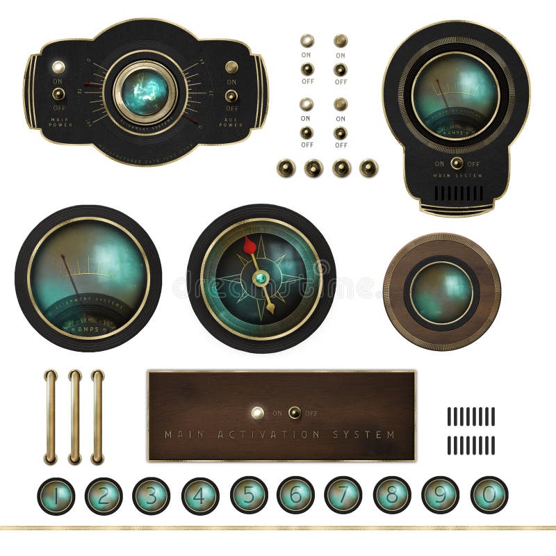 Steampunk control board v2 stock illustration. Illustration of unique ...