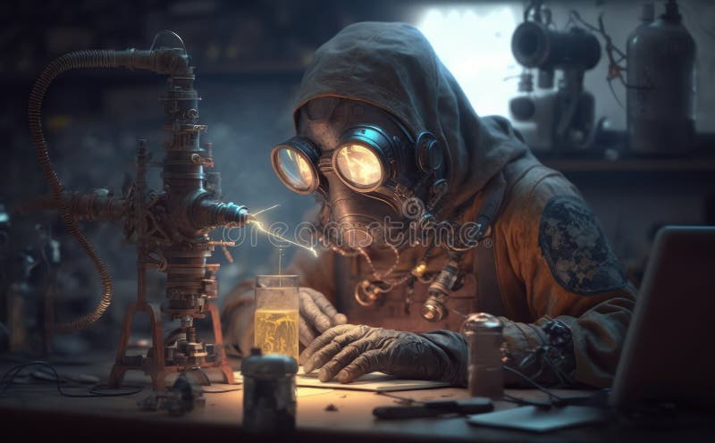 A Steampunk Scientist at Work. Created by Generative Artificial ...