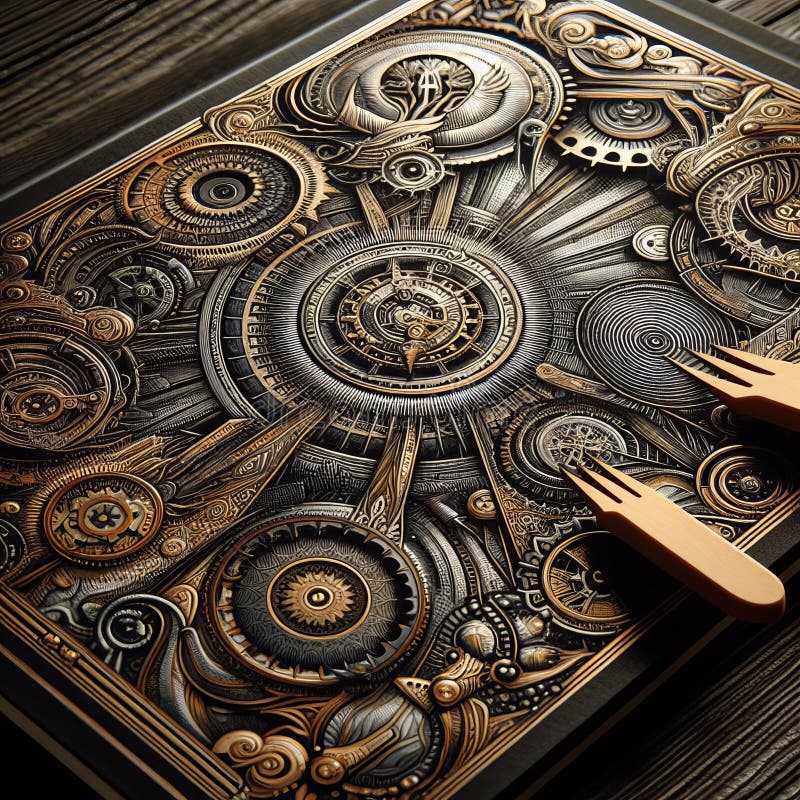 Steampunk Scratch Art Pages a Book with Pages that Have Stamp Stock ...