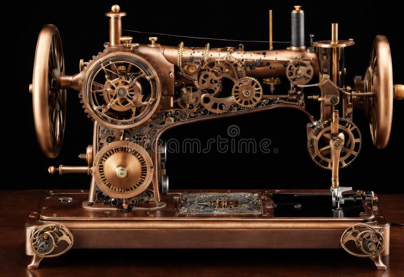 A Steampunk Sewing Machine with Complex Mechanical Components. Stock ...