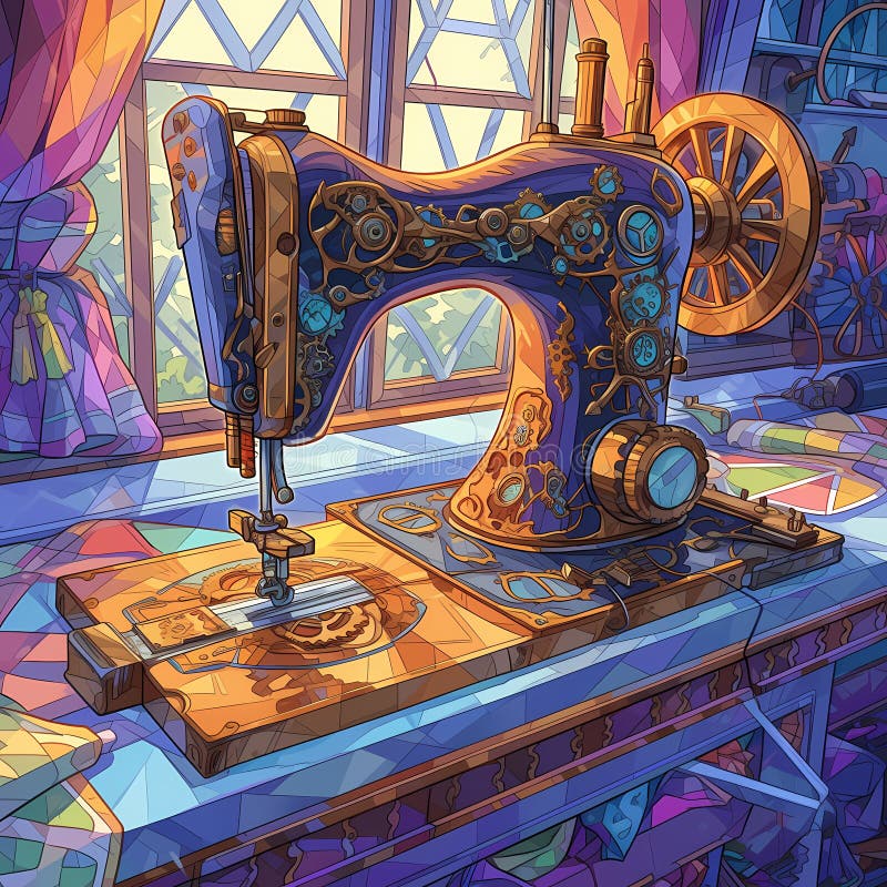 Steampunk Sewing Machine - a Touch of Retro Elegance Stock Illustration ...