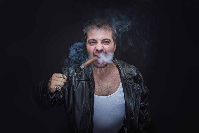 Steampunk Smoker with a Cuban Cigar Stock Photo - Image of dirty, coat ...