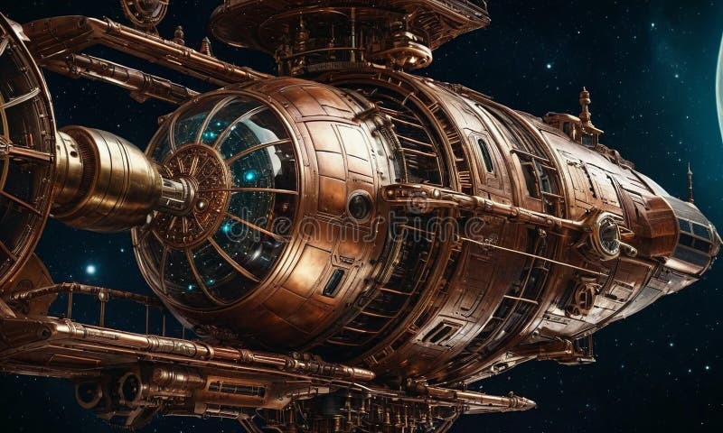 Steampunk spaceship stock illustration. Illustration of technologies ...