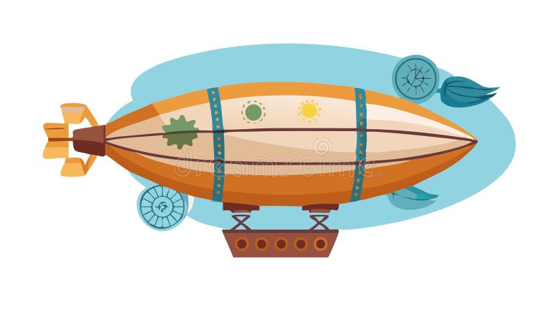 Steampunk Style Airship or Blimp with Propellers, Vector Design ...