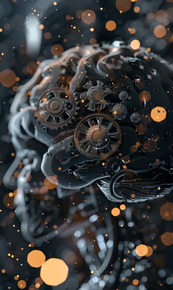 Steampunk-style Brain Made of Gears and Cogs, Representing the Concept of Artificial ...