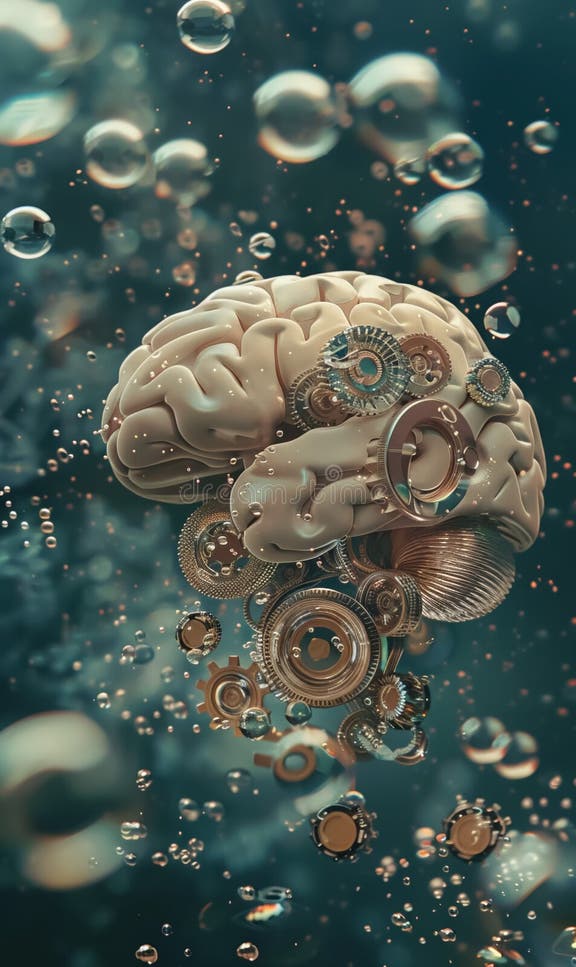 Steampunk-style Brain Made of Gears and Cogs, Representing the Concept of Artificial ...