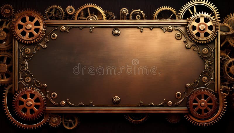 Steampunk Style Frame in Copper Colors Stock Illustration ...