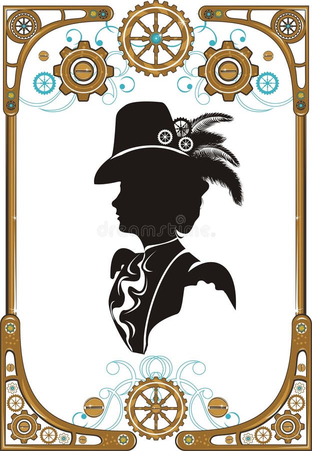 Steampunk style frame stock vector. Illustration of female - 35381317